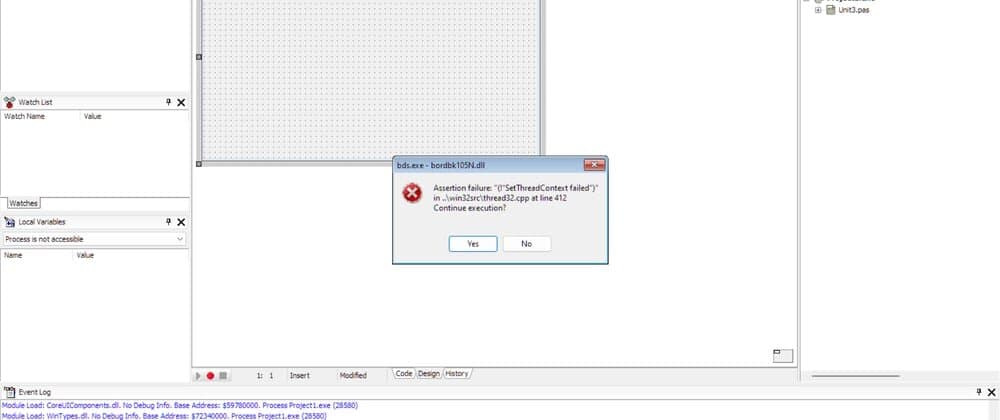 Fixing the "SetThreadContext failed" Assertion Failure in Delphi 2007 on Modern Windows Machines ...